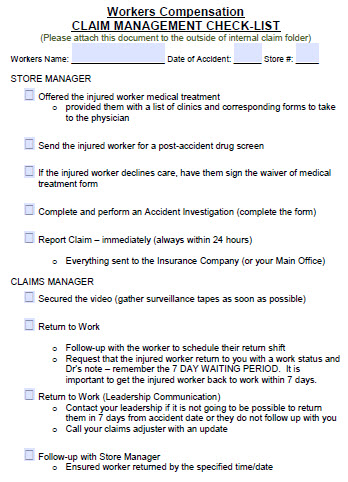 WC Claims Checklist - Profiting From Safety