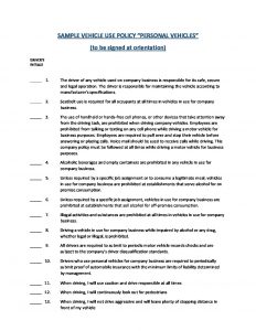 SAMPLE-VEHICLE-USE-POLICY- Personal - Profiting From Safety